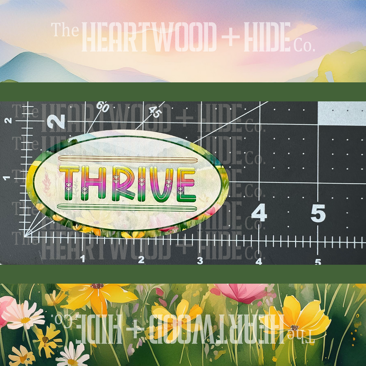 "Thrive" - Repositionable Vinyl Decal (Sticker) [TL May] – The Heartwood and Hide Company