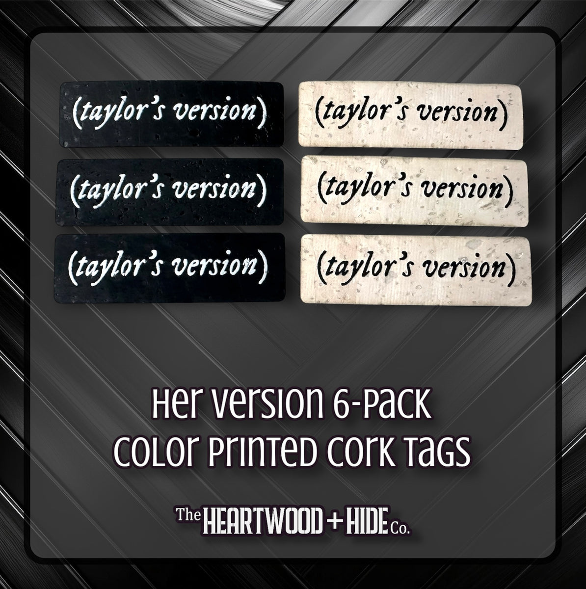 "Her Version" 6-Pack - Color Printed Cork Tags – The Heartwood and Hide ...