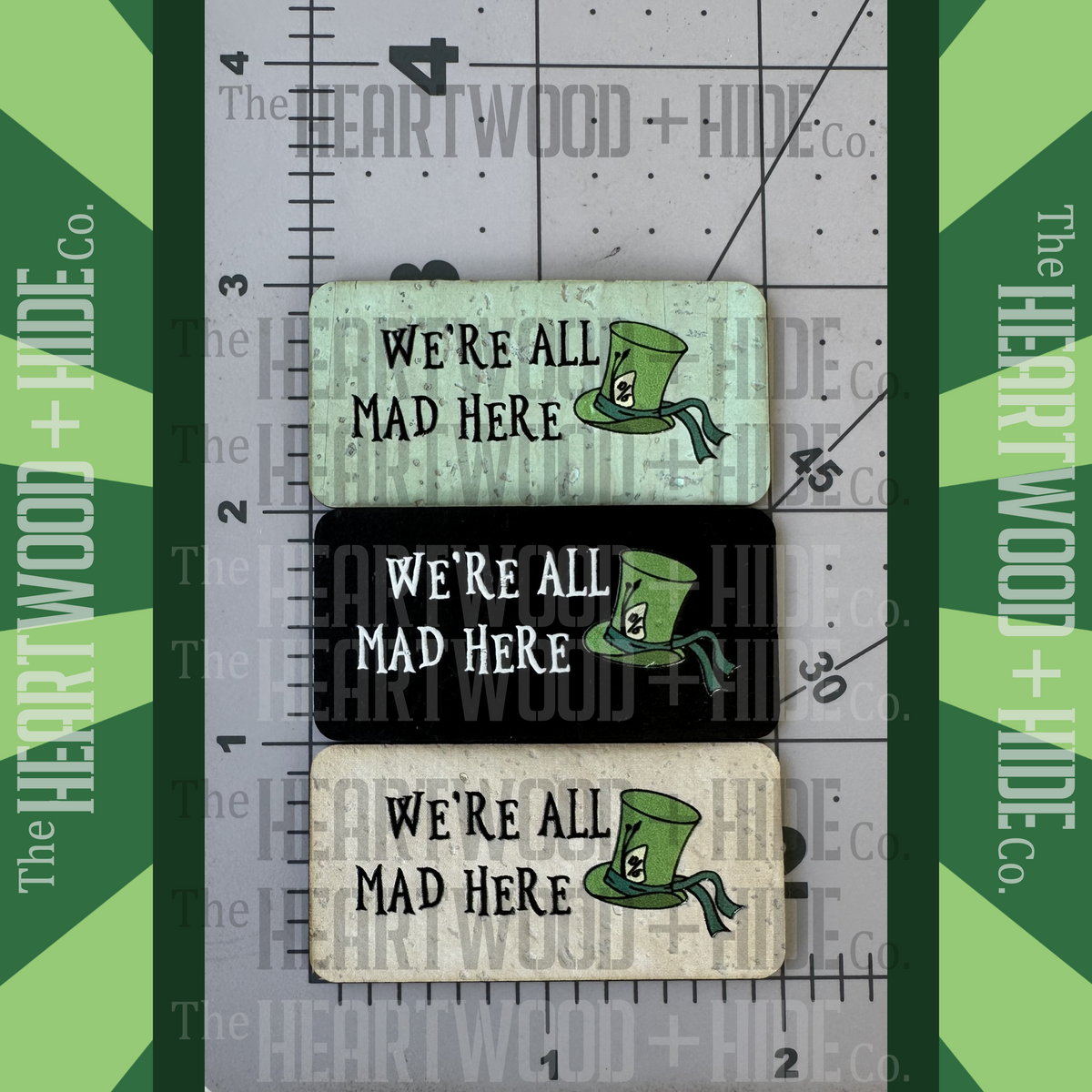 "We're All Mad Here" 6-Pack - Color Printed Cork Tags – The Heartwood ...